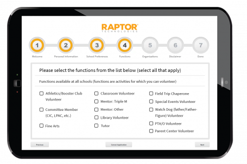 Raptor Volunteer Management System for Schools